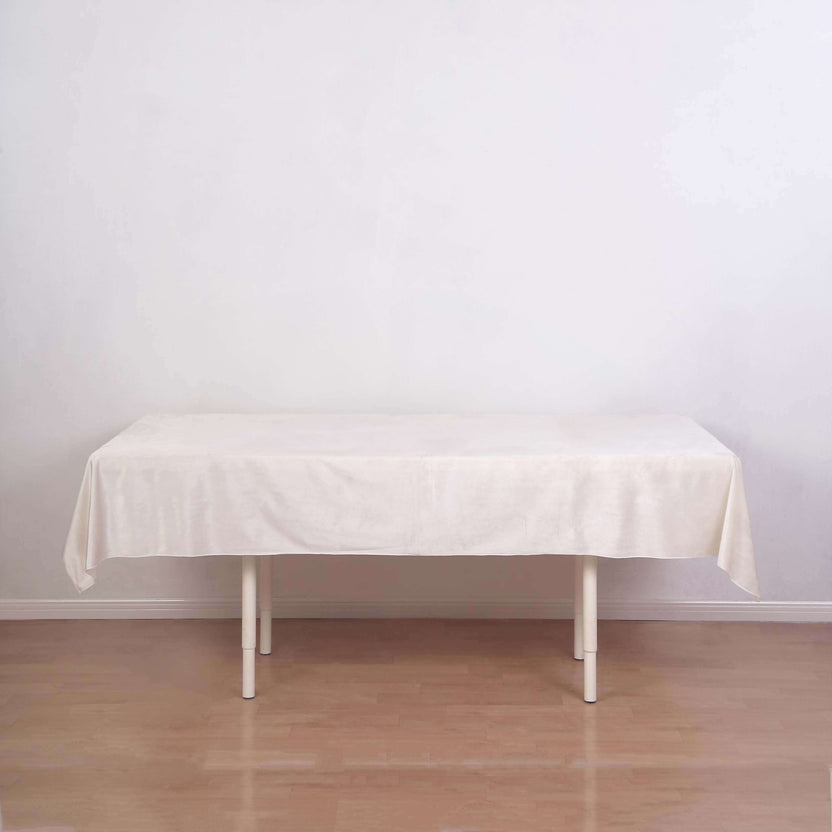Velvet Rectangle Tablecloth 60"x102" Ivory | eFavormart