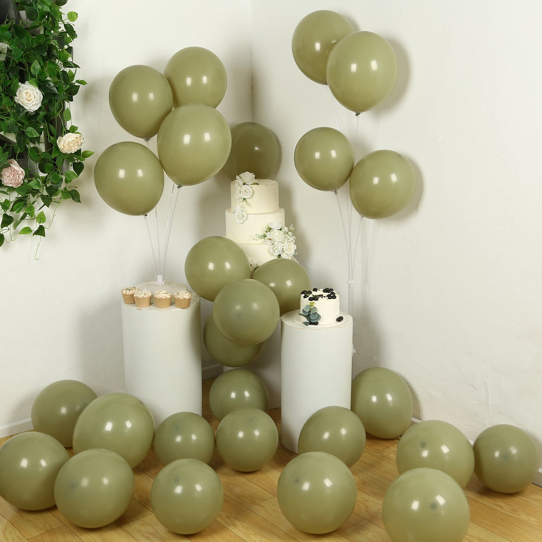 12" Pastel Olive Green Biodegradable Latex Balloons | eFavormart