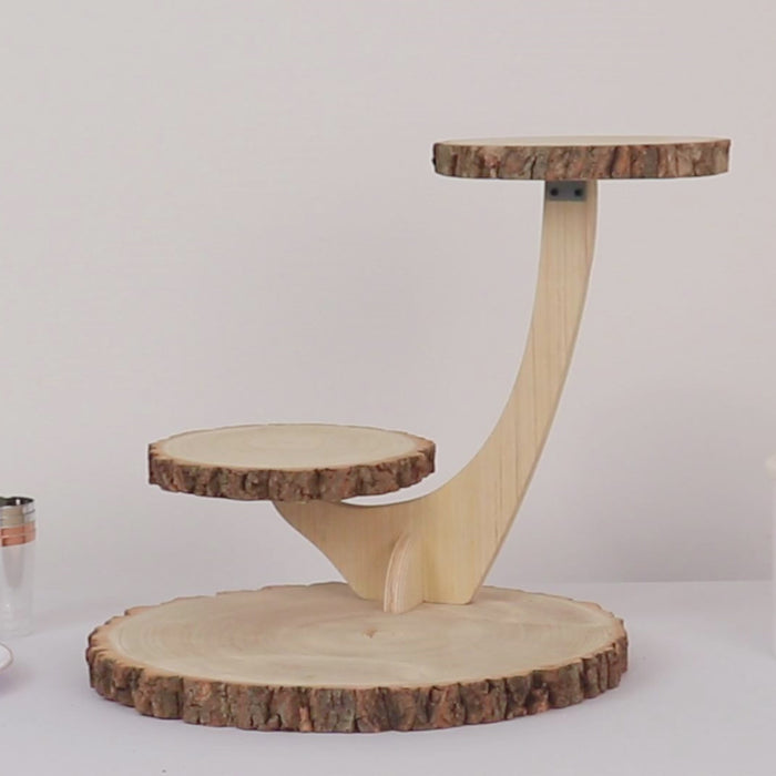 3-Tier Tree Branch Style Wooden Cupcake Stand Natural 17" | eFavormart