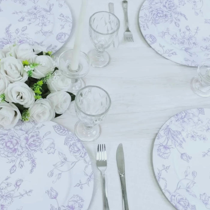 6 Pack White Lavender Acrylic Charger Plates, 13" | eFavormart