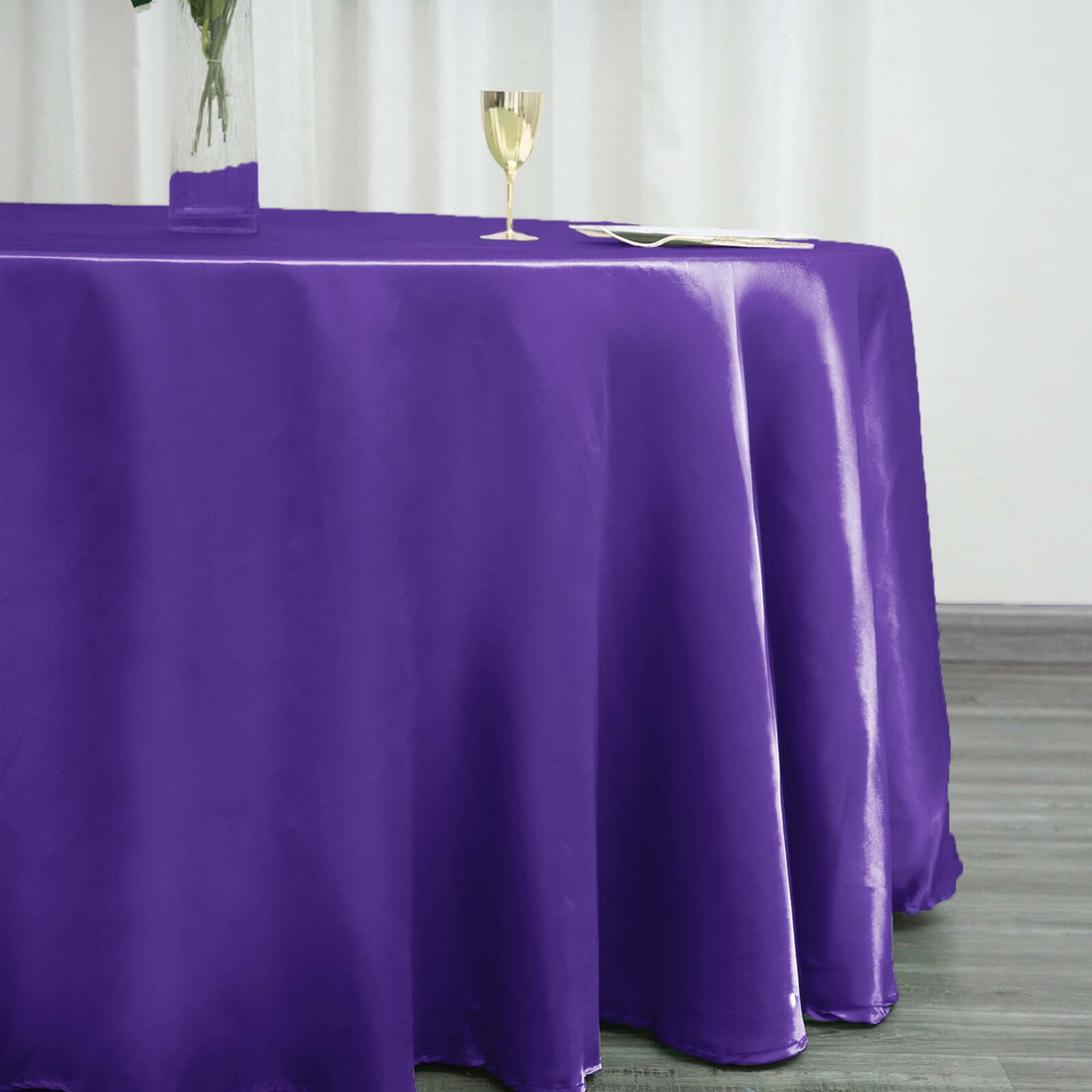 Satin Round Tablecloth 120" Purple | eFavormart