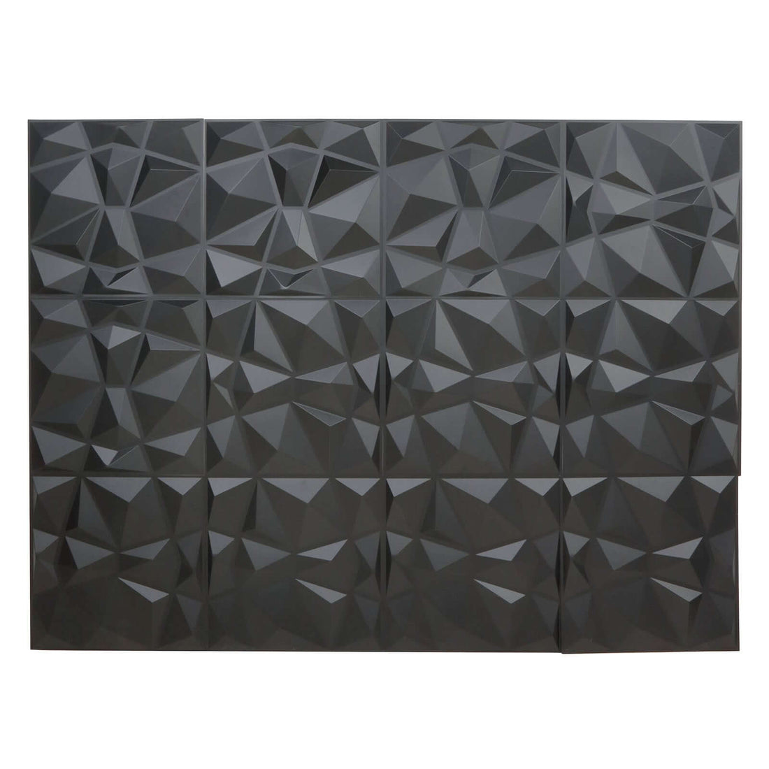 12-Pack Matte Black 3D Diamond Wall Panels | eFavormart