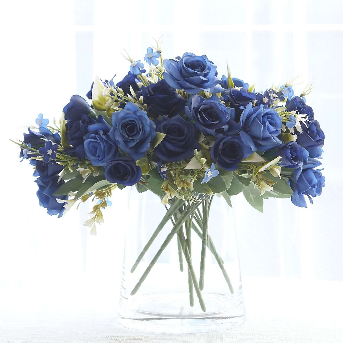 Navy Blue Real Touch Silk Rose Bouquet | eFavormart