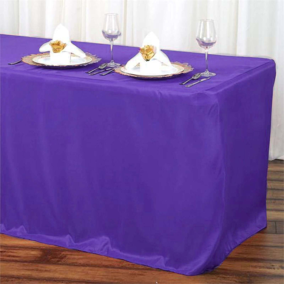 Fitted Polyester Tablecloth 72"x30" Purple | eFavormart