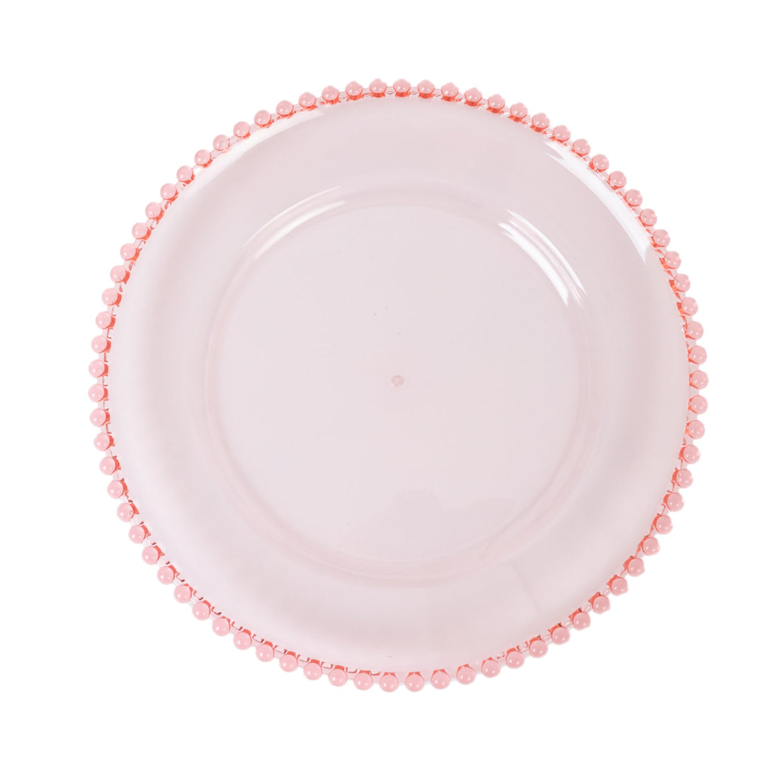 Beaded Rim Acrylic Charger Plates Transparent Blush 13" | eFavormart