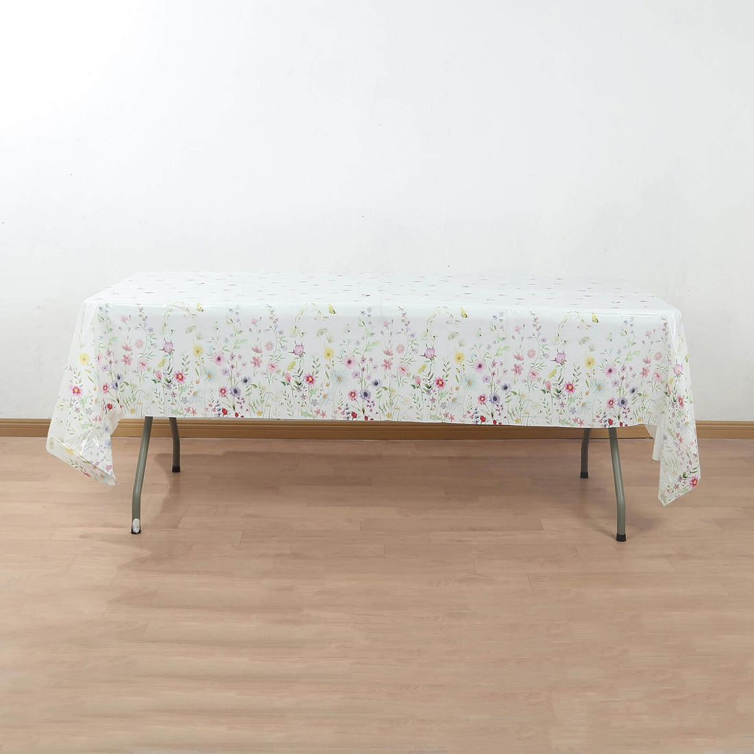 5pk Plastic Tablecloths PVC Waterproof White/Green | eFavormart