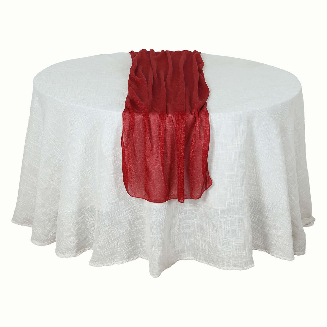 Glitter Gauze Table Runner 27"x120" Red | eFavormart