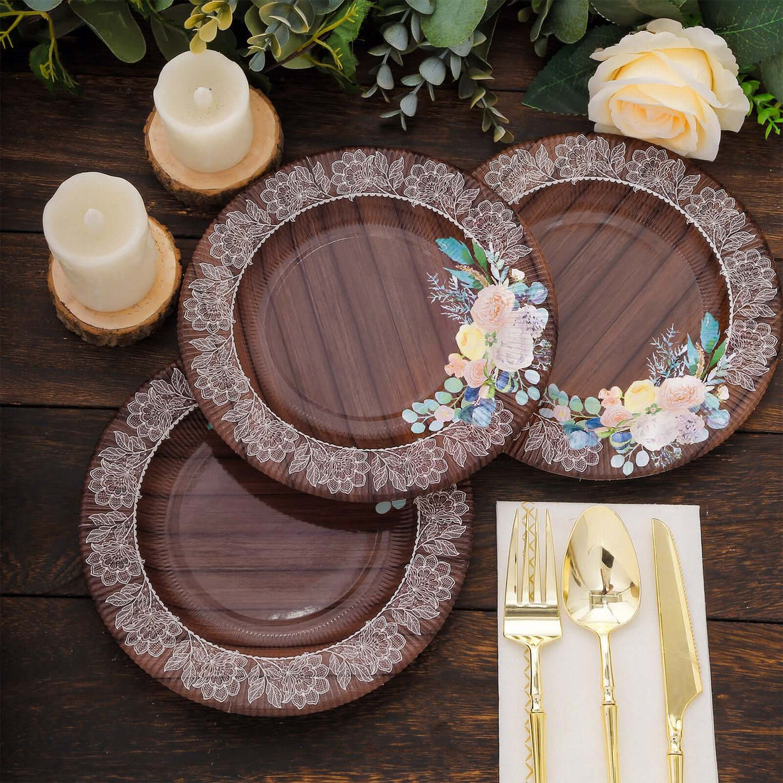 Paper Rustic Wood Charger Plates 13