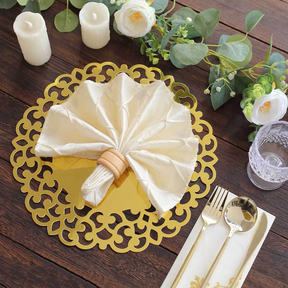 Cardboard Floral Rim Placemats 13" Metallic Gold | eFavormart