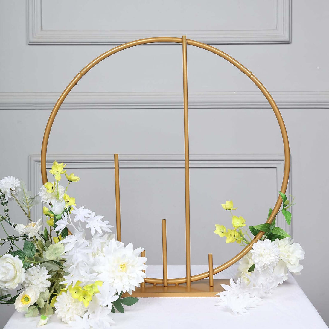 Metal Round Floral Hoop Gold 24" | eFavormart