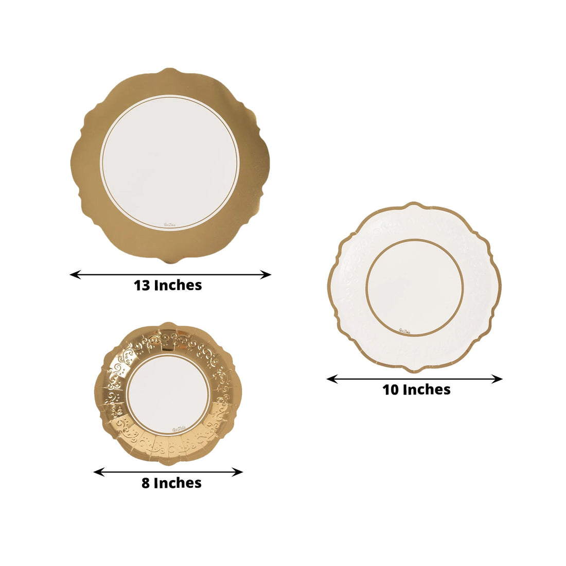 Paper Charger Plates Gold Embossed Scalloped Rim | eFavormart