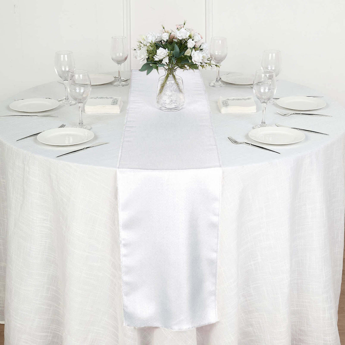 Polyester Table Runner 12"x108" White | eFavormart