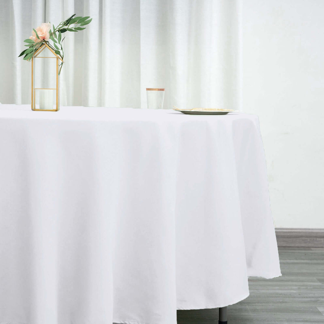 Polyester Round Tablecloth 108" White | eFavormart