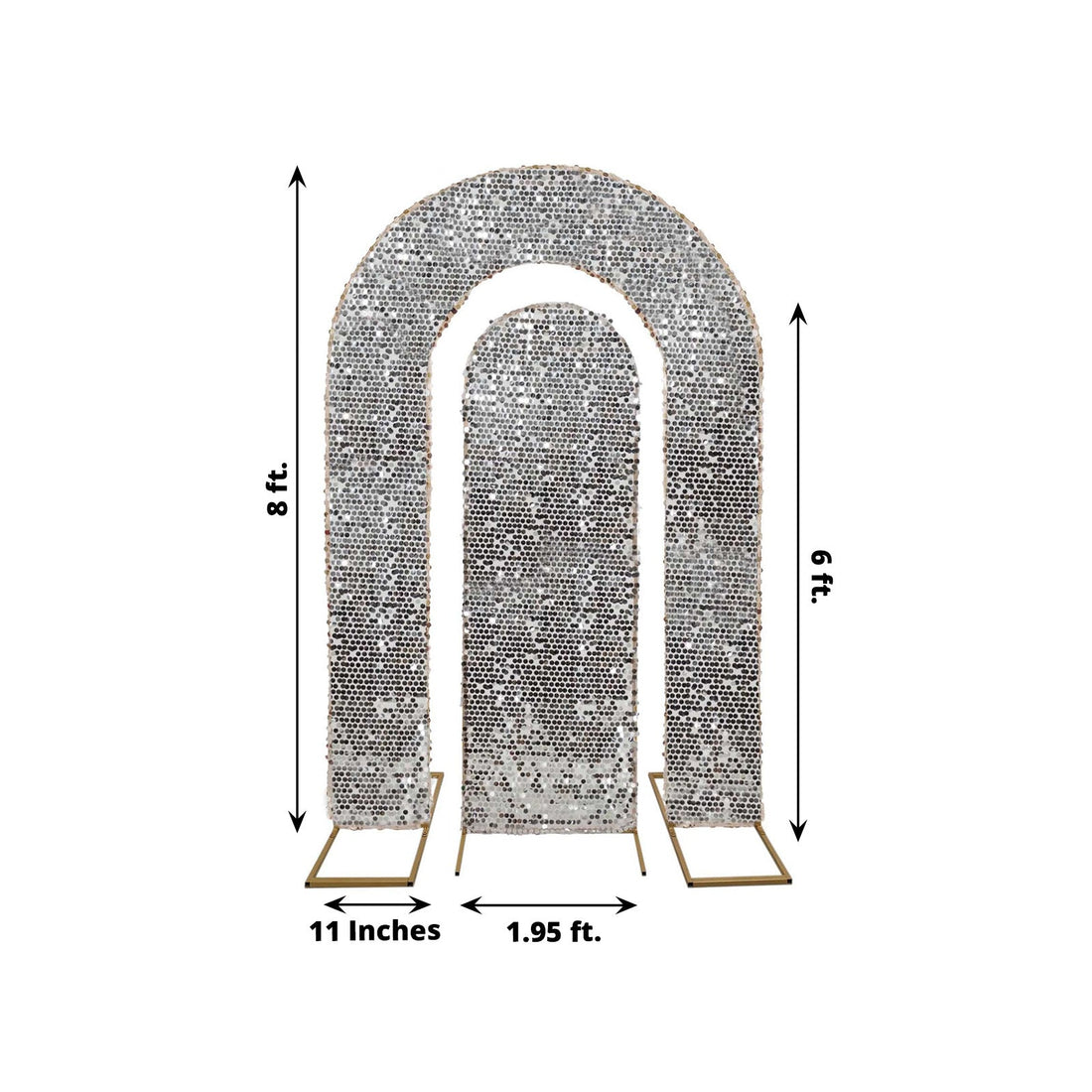 Silver Sequin Wedding Arch Covers 6ft, 8ft | eFavormart