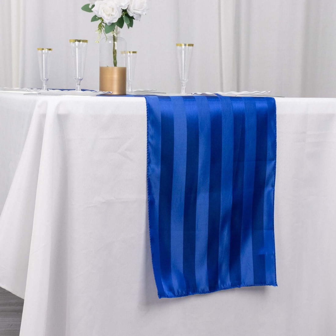 Satin Stripe Runner 12"x108" Royal Blue | eFavormart