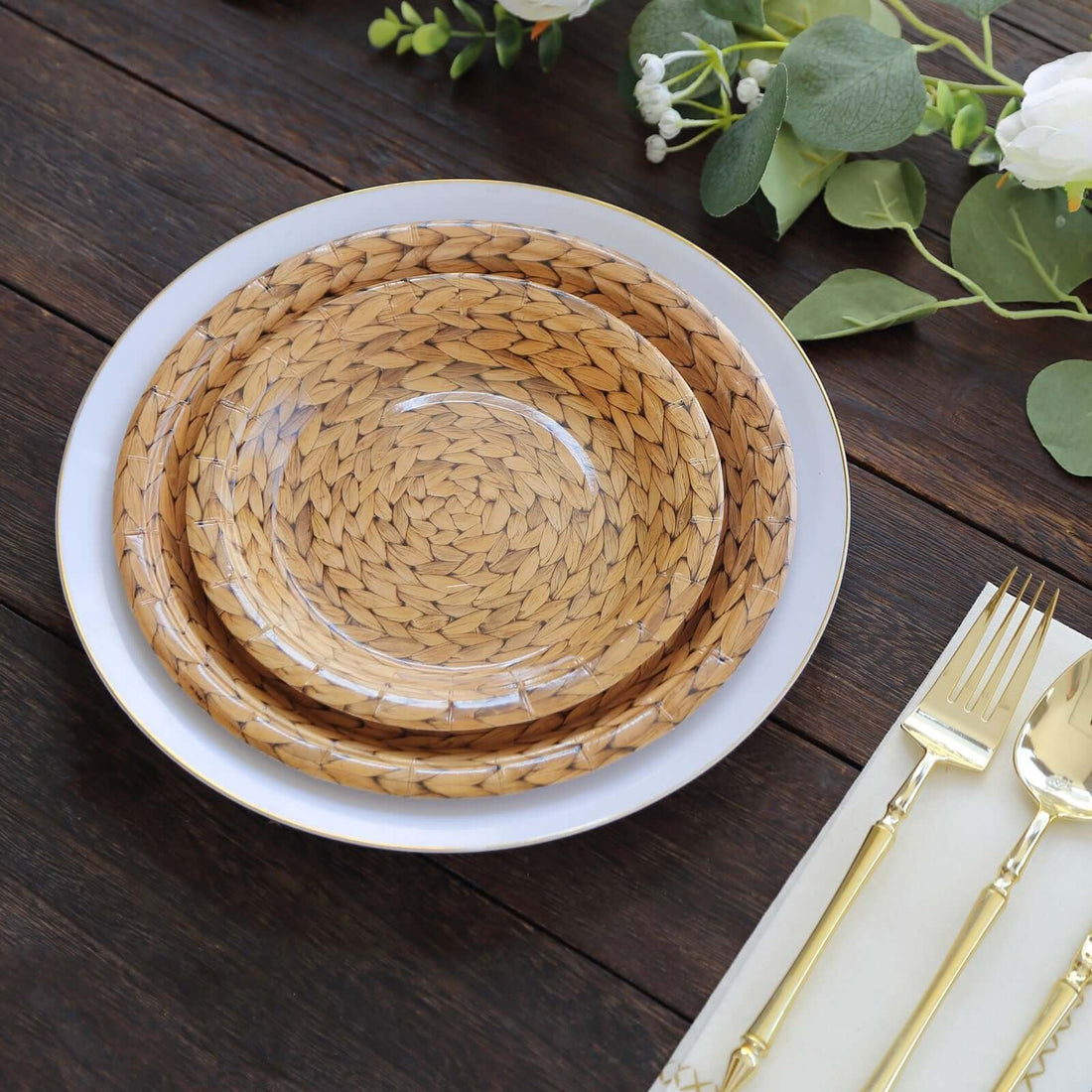 25pk 7" Round Plates Paper 300GSM Natural | eFavormart