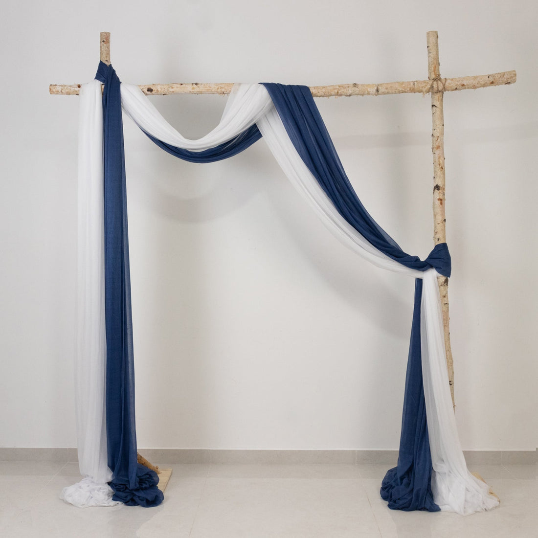 Navy Blue Sheer Wedding Arch Drapery 5ftx32ft | eFavormart