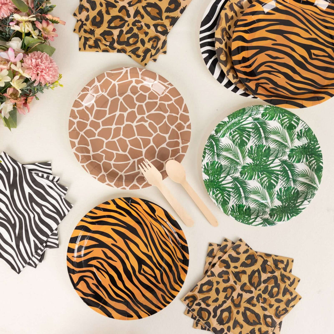 Paper Dinnerware Set with Animal Safari Print | eFavormart