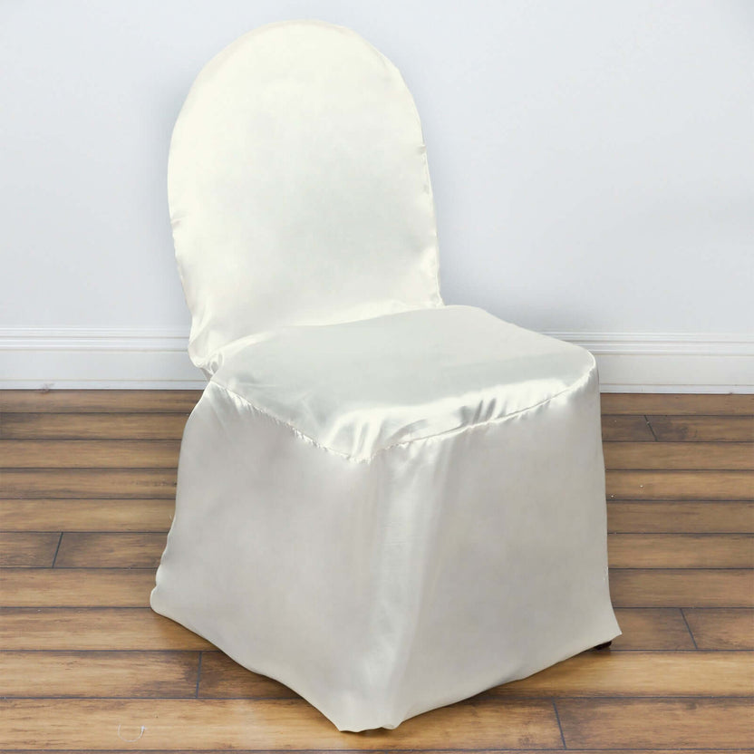 Satin Banquet Chair Covers Ivory | eFavormart