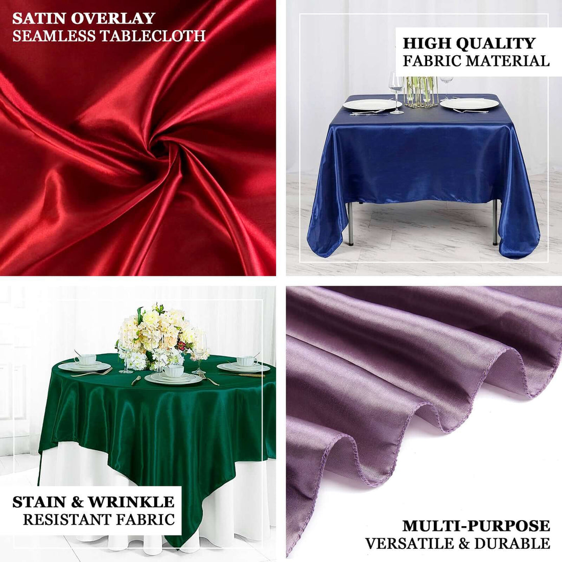 Satin Table Overlay 60"x60" Black | eFavormart