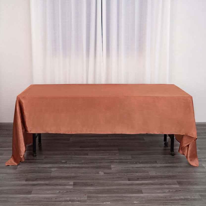 Satin Tablecloth 60"x126" Terracotta (Rust) | eFavormart