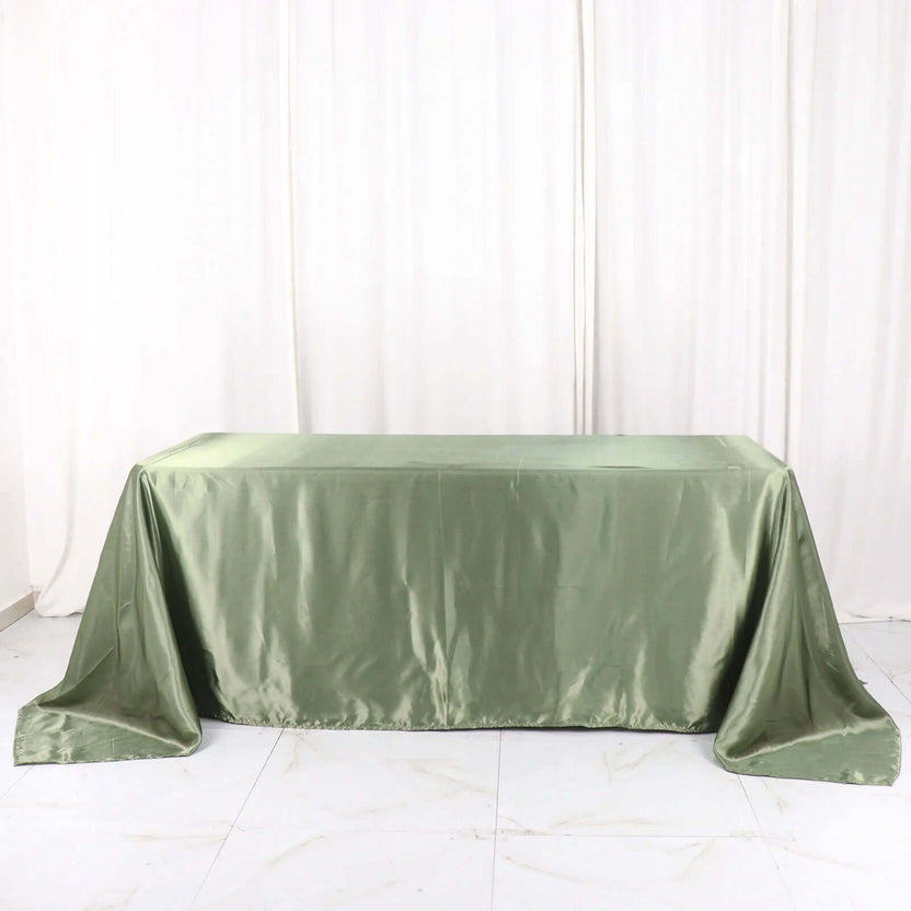 Satin Tablecloth 90"x132" Dusty Sage Green | eFavormart