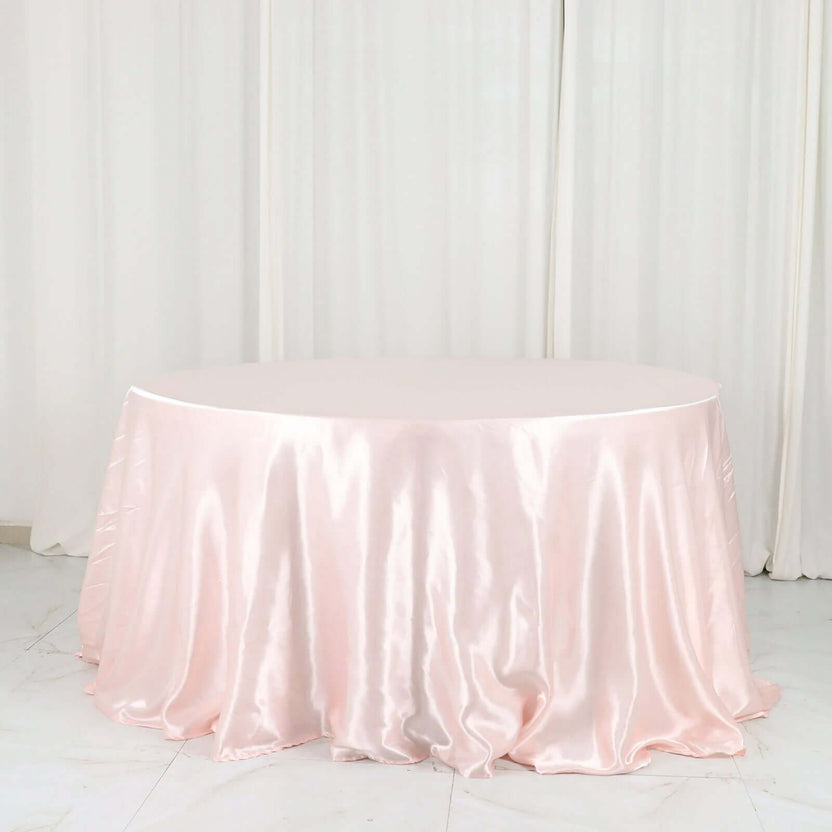 Satin Round Tablecloth 132" Blush | eFavormart