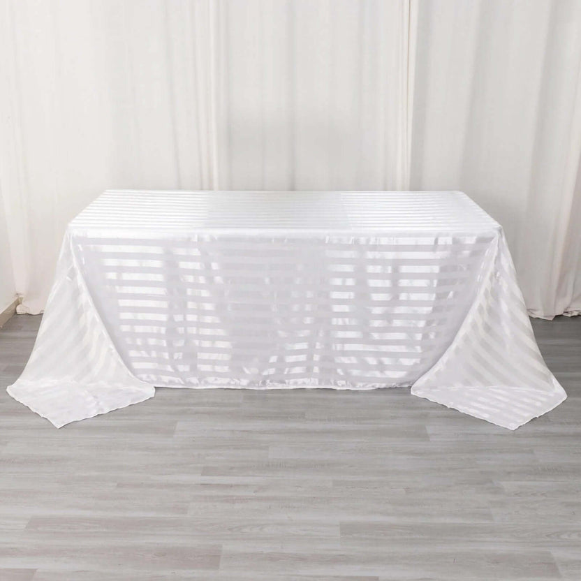Satin Stripe Tablecloth 90"x132" White | eFavormart