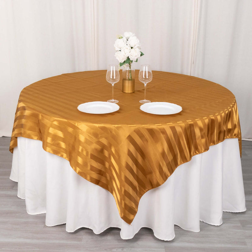 Stripe Table Overlay 72"x72" Gold | eFavormart
