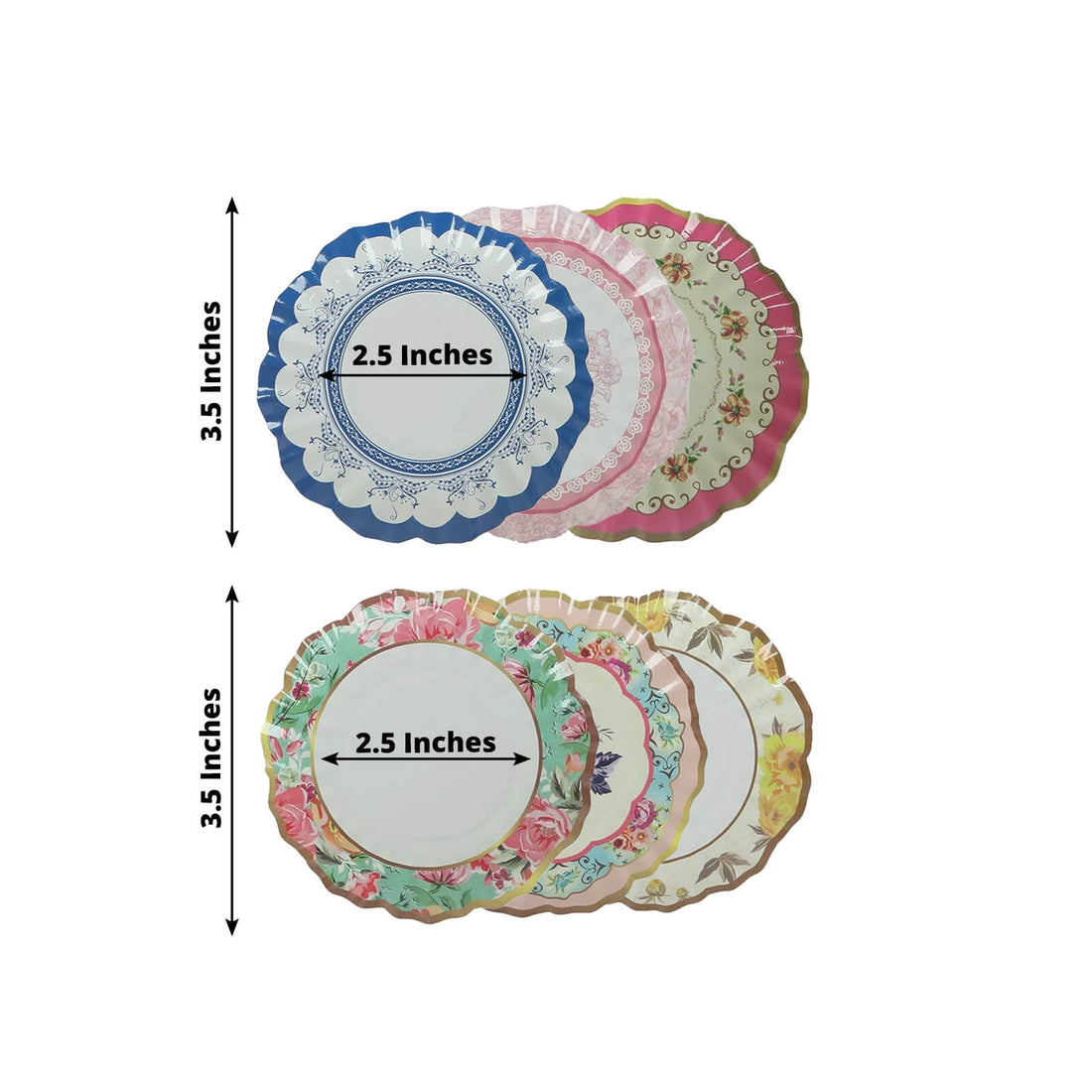 48 Pack Vintage Floral Mini Paper Plates 3.5" | eFavormart