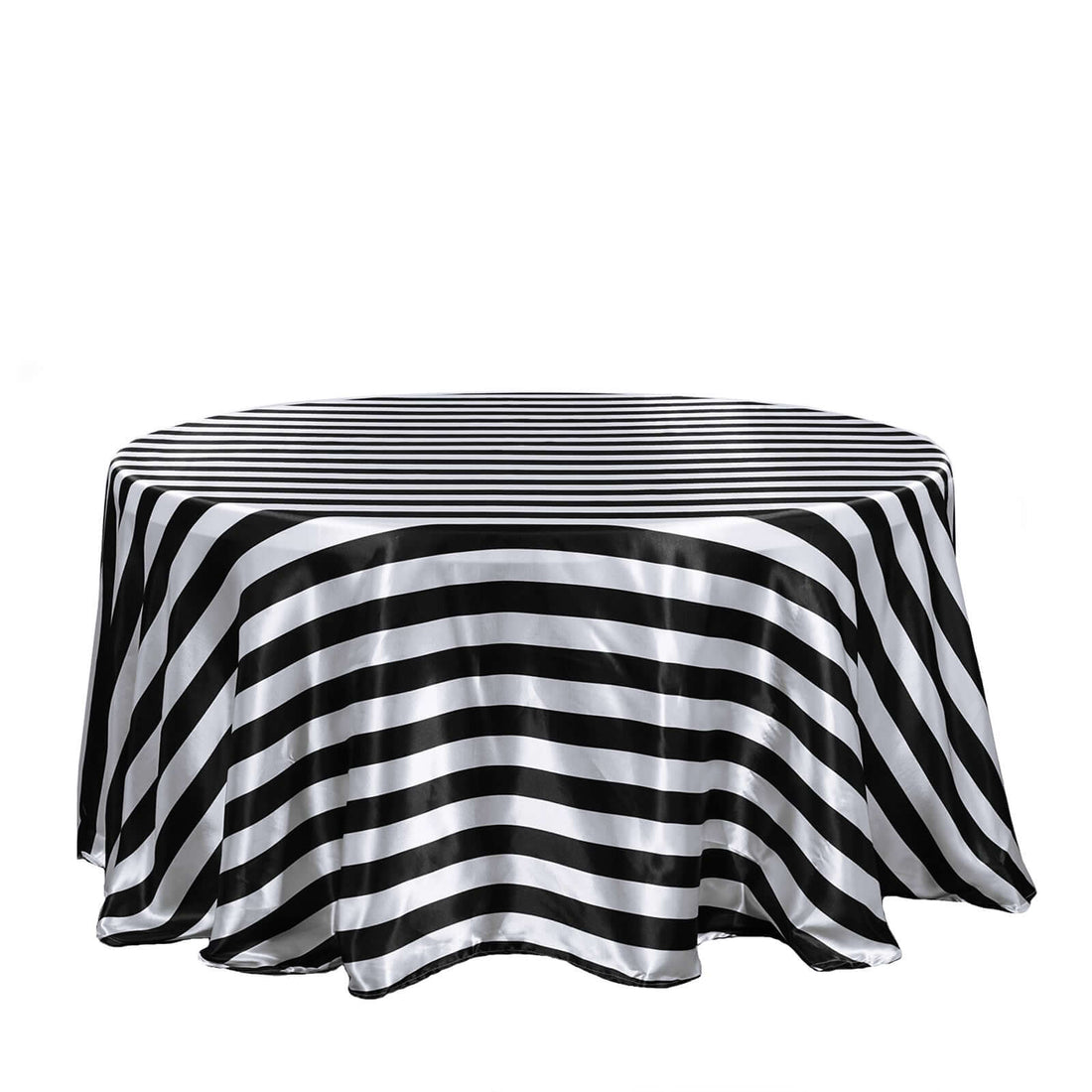 Satin Stripe Tablecloth 120" Black/White | eFavormart