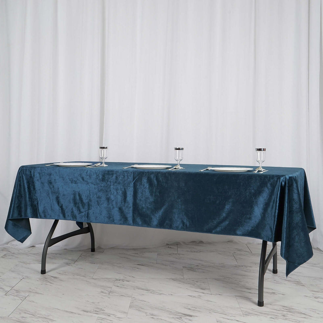 Velvet Tablecloth 60"x102" Navy Blue | eFavormart