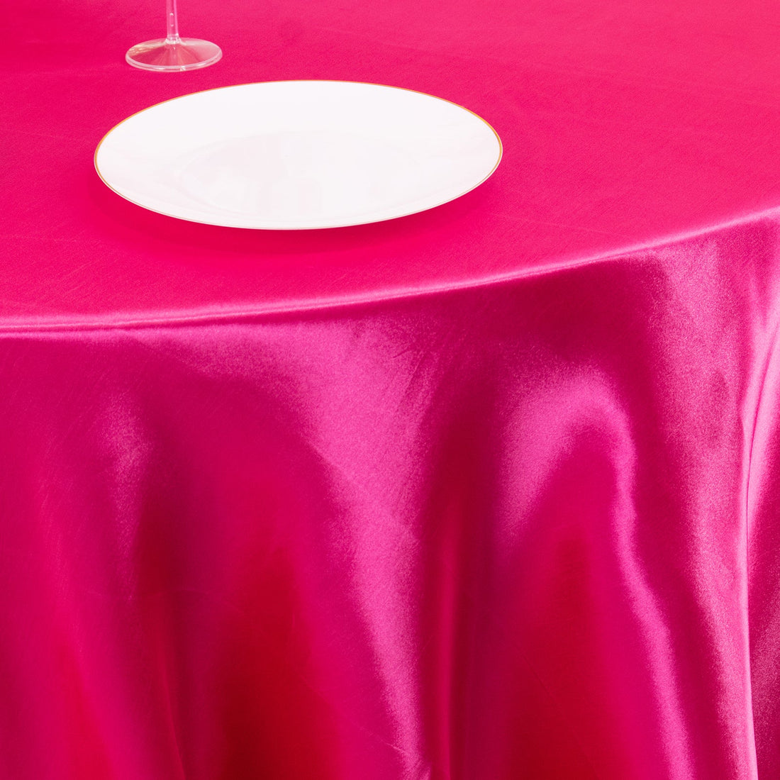 Satin Round Tablecloth 132" Fuchsia | eFavormart