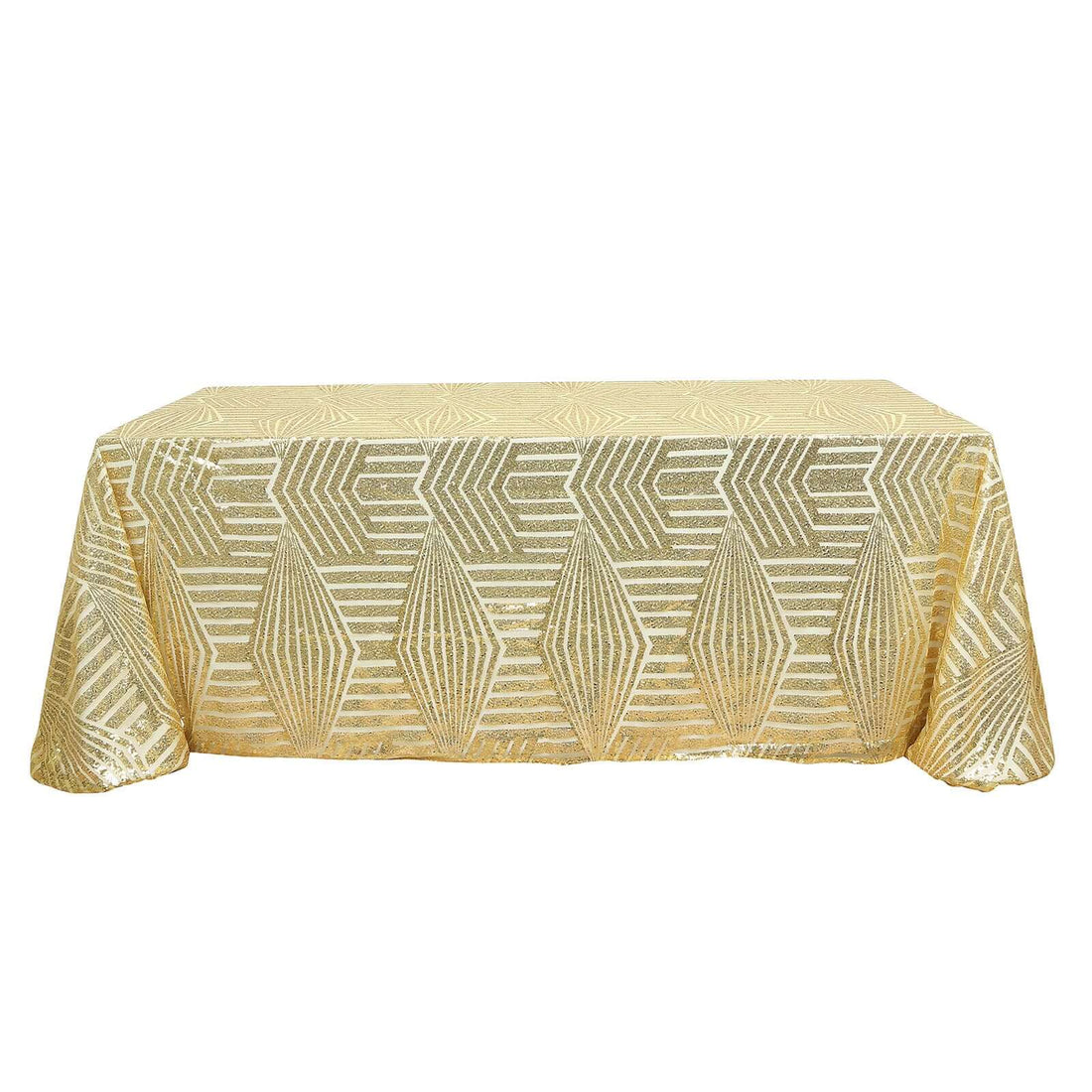 Sequin Diamond Tablecloth 90"x132" Gold | eFavormart