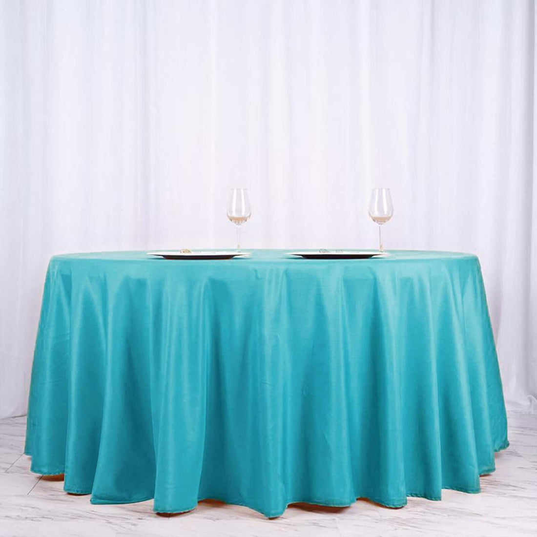 Polyester Round Tablecloth 120" Turquoise | eFavormart