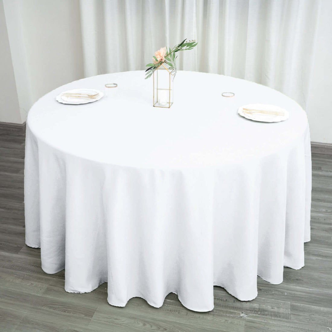 Polyester Round Tablecloth 120" White | eFavormart