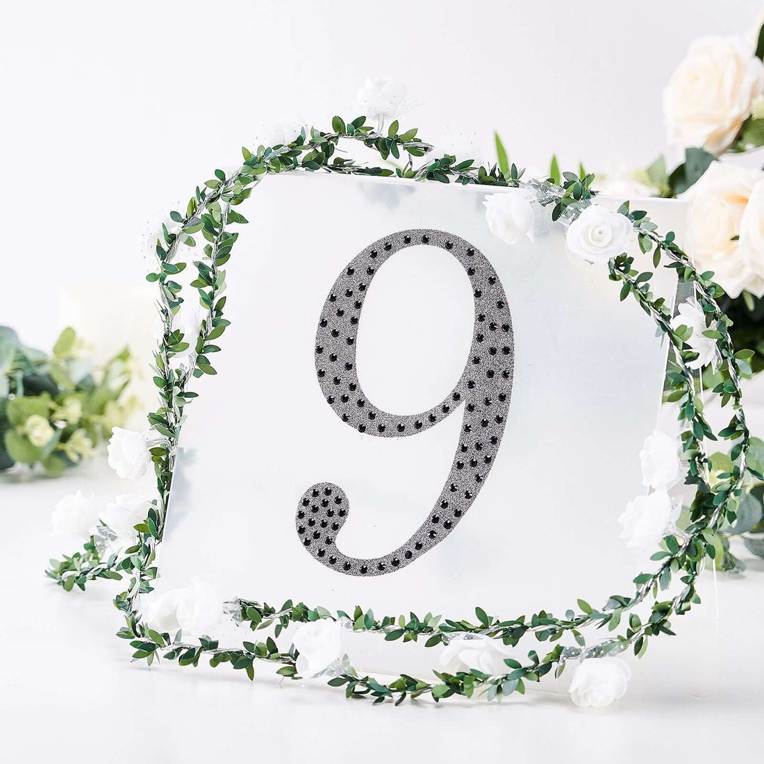 8" Rhinestone Sticker Numbers "9" Black | eFavormart