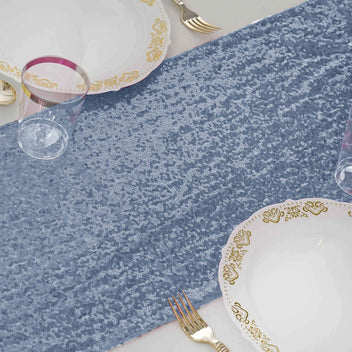 Sequin Table Runner 12"x108" Dusty Blue | eFavormart