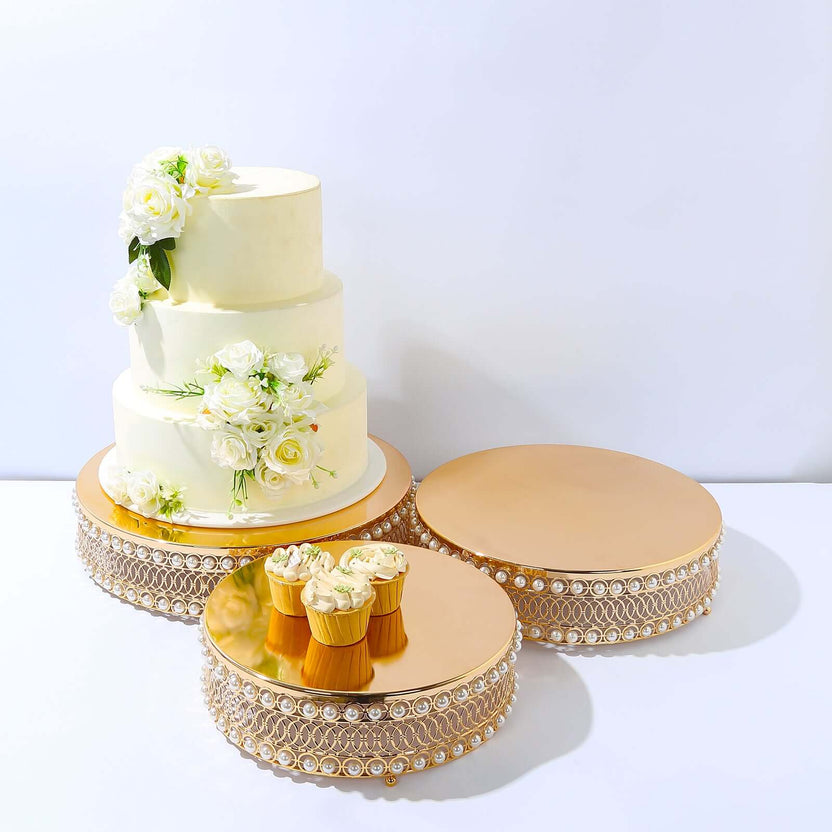 Gold Mirror Cake Stands Set of 3 | eFavormart