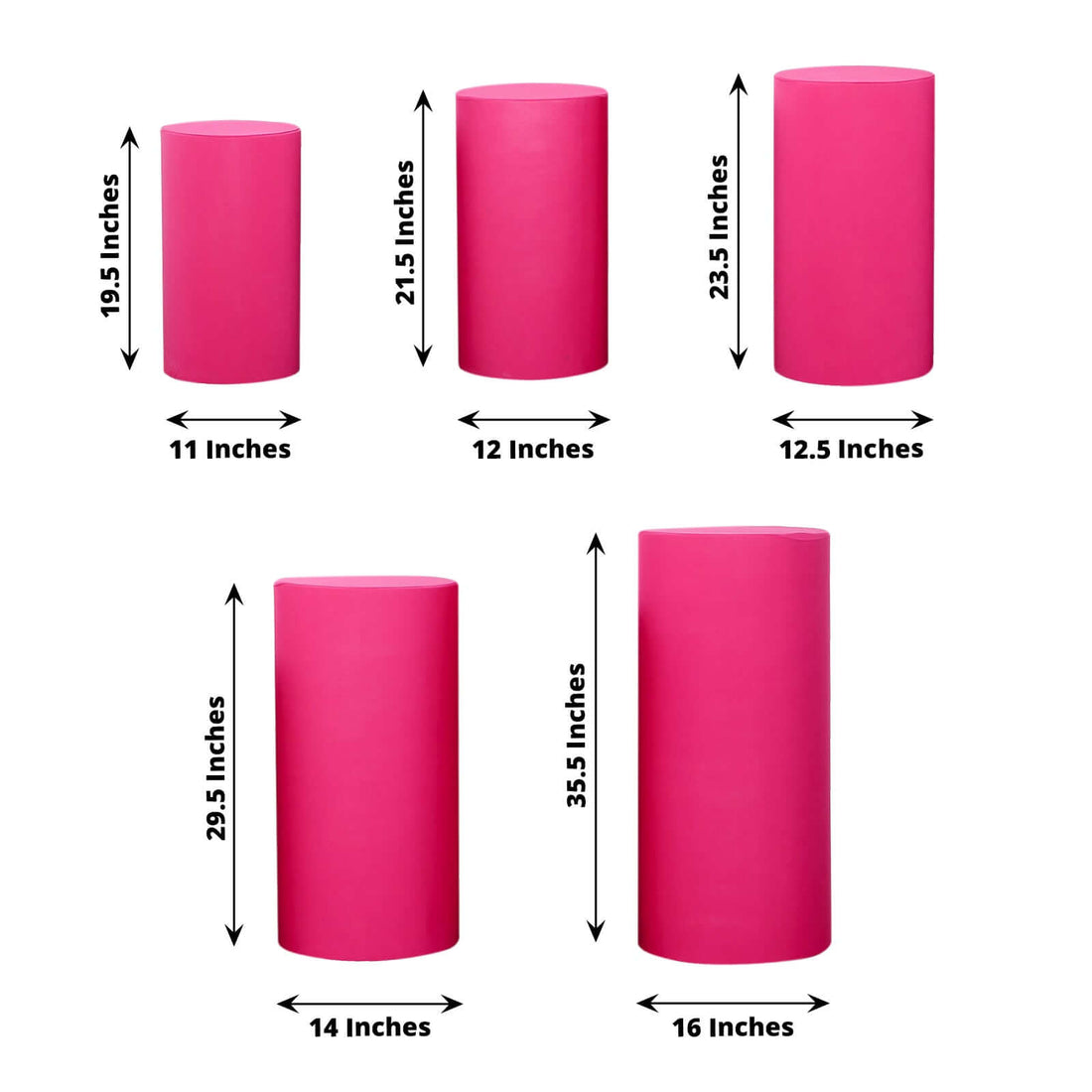5 Fuchsia Cylinder Pillar Prop Covers | eFavormart