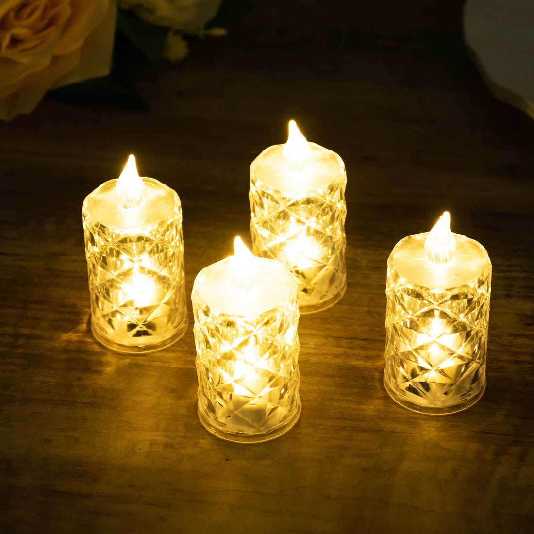 Diamond Cut LED Tealight Candles Warm White 3" | eFavormart
