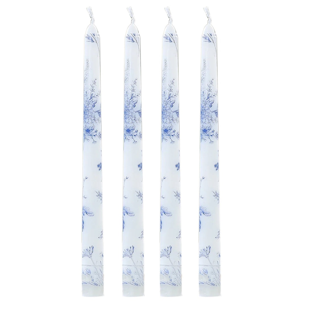 White & Blue French Toile Wax Taper Candles | eFavormart