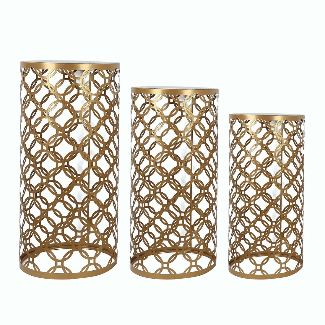 Gold Metal Cylinder Plinth Stands | eFavormart