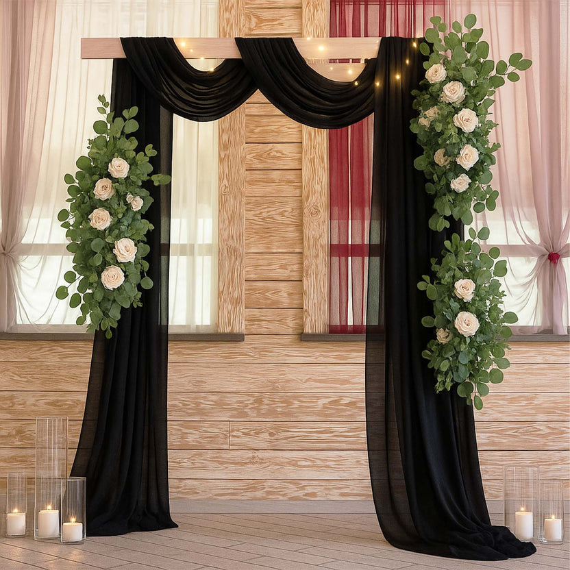 Sheer Black Wedding Arch Drape 5ftx32ft | eFavormart