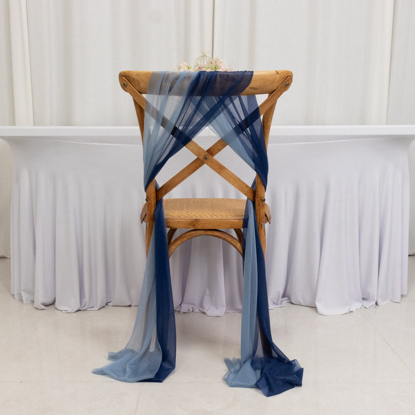 20pk Sheer Chair Sash Shimmer Sheer Navy/Dusty | eFavormart
