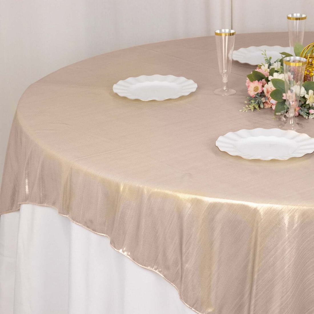 Sequin Dots Table Overlay 72"x72" Blush | eFavormart