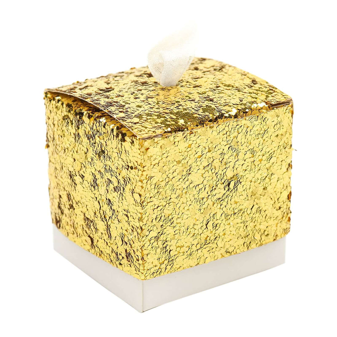 25 Pack Gold Sequin Mini Gift Boxes | eFavormart