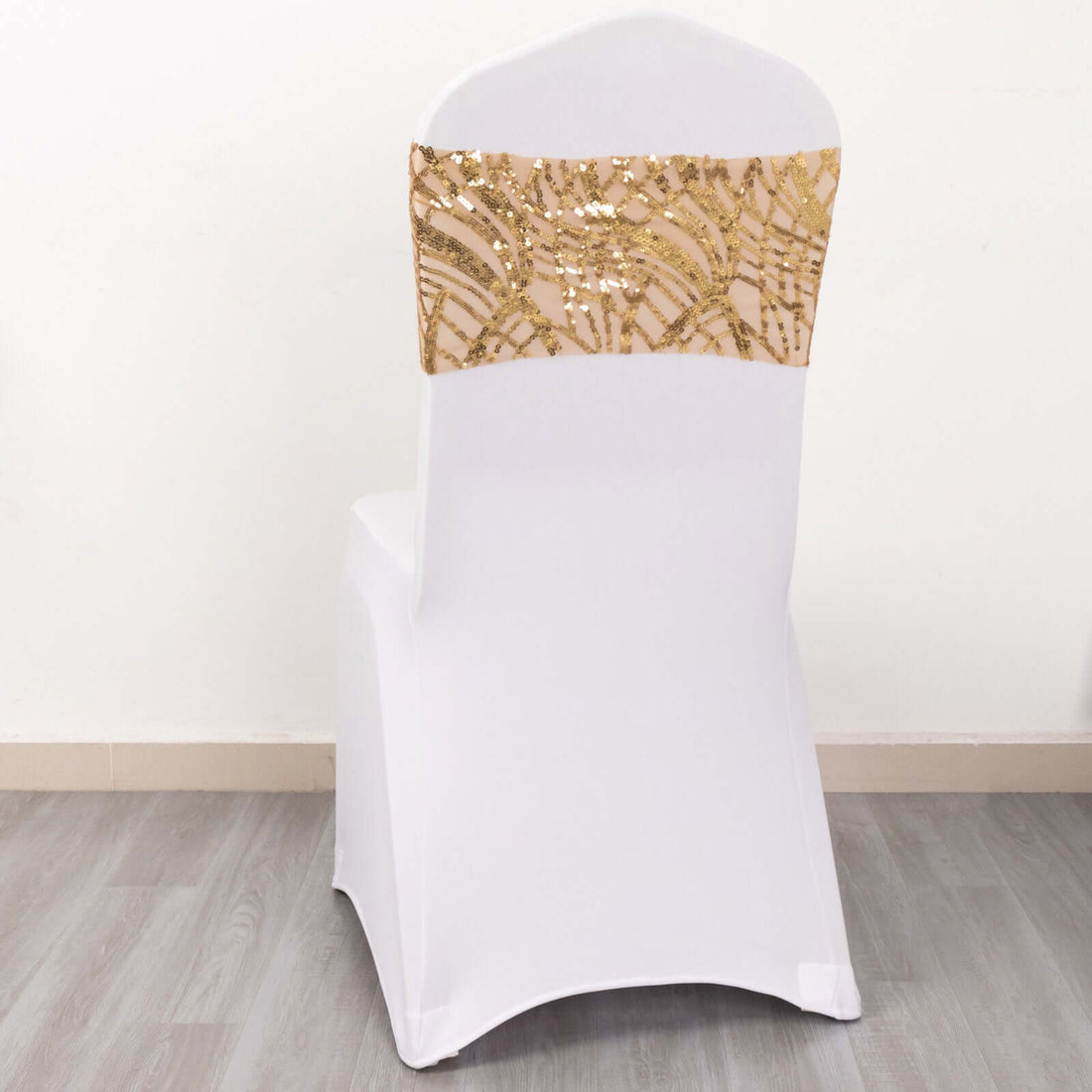 Wave Sequins Chair Sash Bands Gold | eFavormart