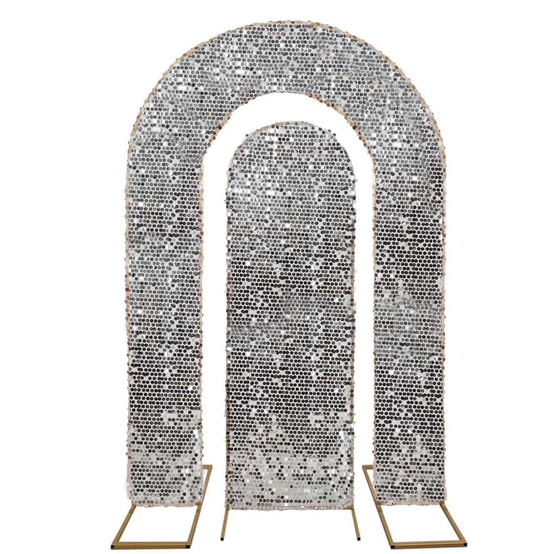 Silver Sequin Wedding Arch Covers 6ft, 8ft | eFavormart