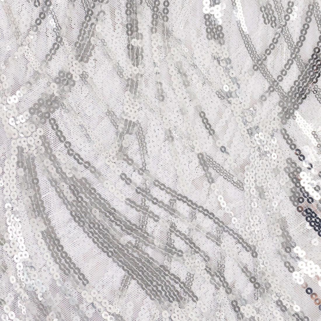 Wave Sequin Table Runner 12"x108" Silver | eFavormart